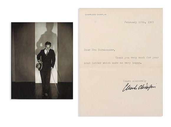 Bonhams : A pair of Typed Letters Signed by Charlie Chaplin