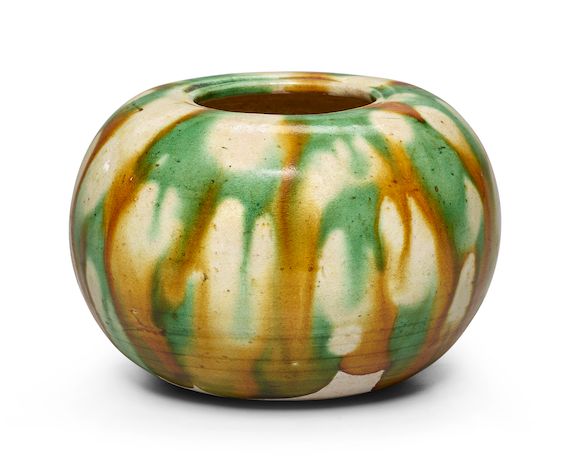 Bonhams : A SMALL SANCAI-GLAZED WATERPOT Tang dynasty