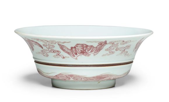 Bonhams : A COPPER-RED 'FIVE BATS' BOWL Late 19th century