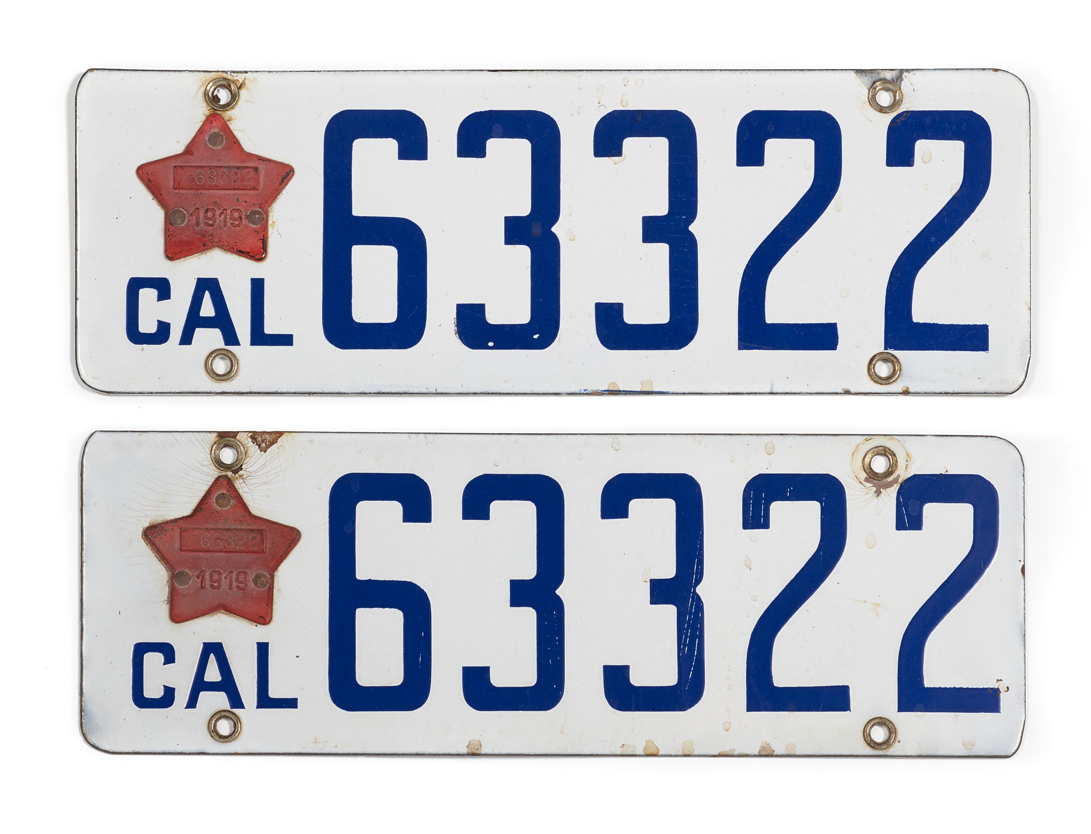 Bonhams Cars : A pair of California licence plates, with 1919 star ...