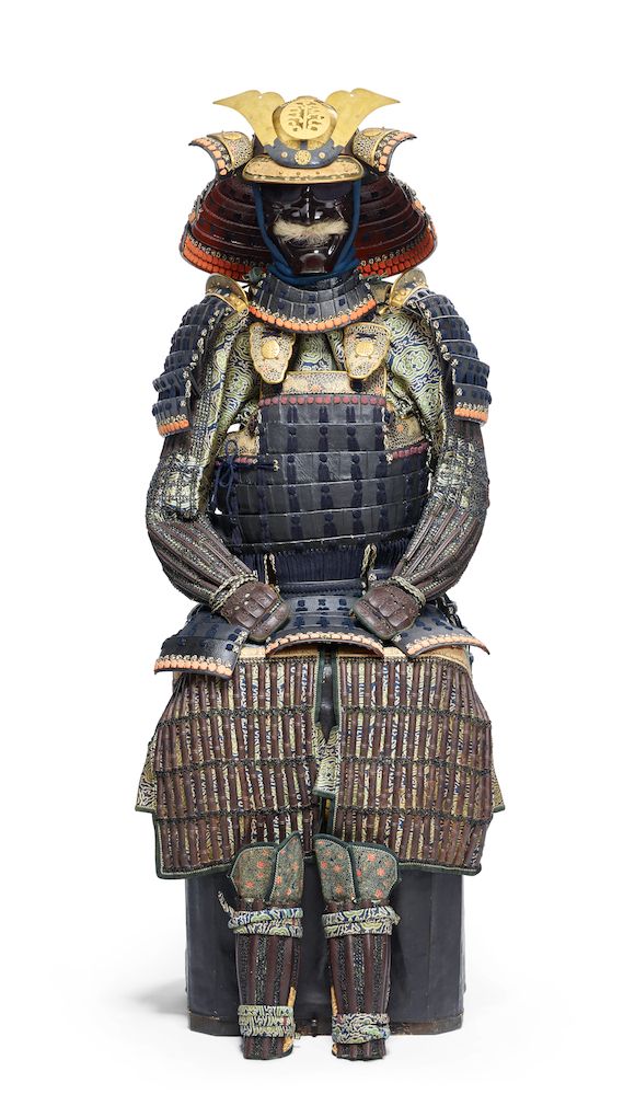 Bonhams : A blue-laced armor with a do-maru The helmet bowl Muromachi ...