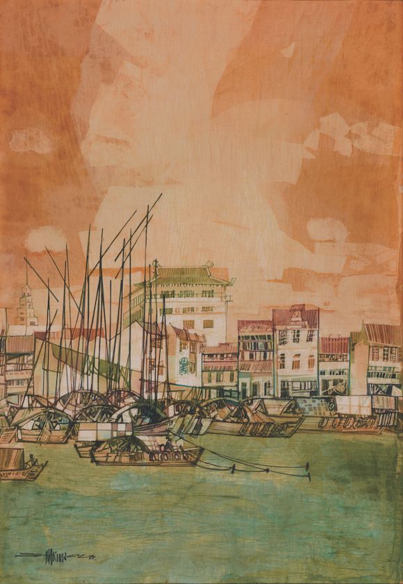 Bonhams : Seah Kim Joo (Singaporean, b.1939) Singapore River