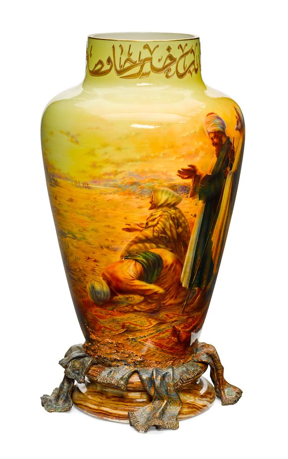 Bonhams : An impressive Orientalist painted porcelain and cold painted ...
