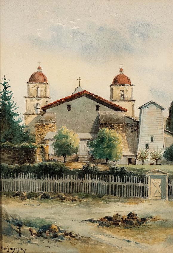 Bonhams : Christian Jorgensen (1860-1935) Mission Santa Barbara 14 3/4 ...
