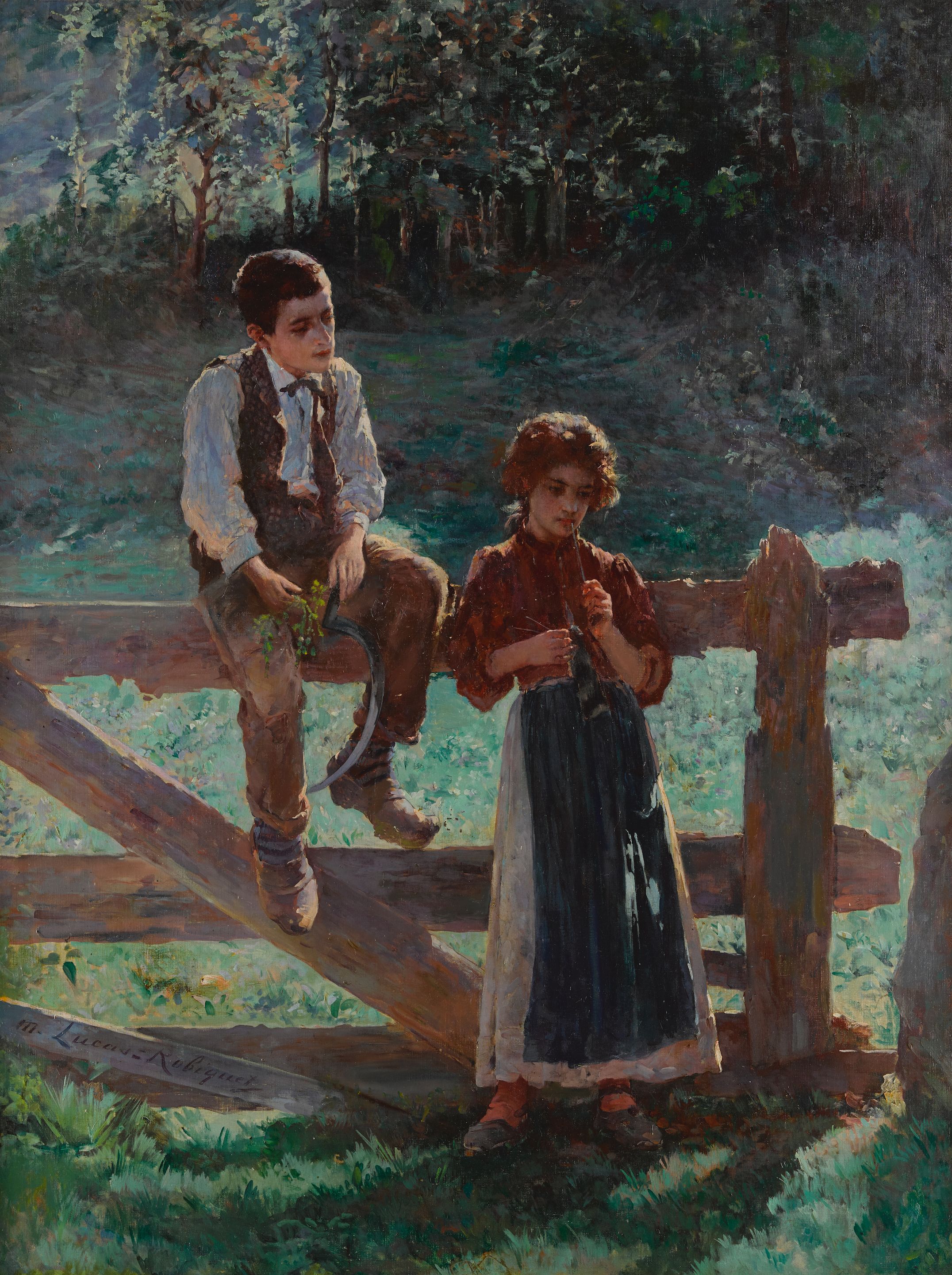 Bonhams : Marie Aimée Lucas-Robiquet (French, 1858-1959) A young couple ...