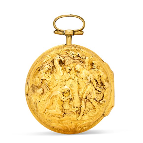 Bonhams : A gold high relief repousse triple case watchmid-18th century ...