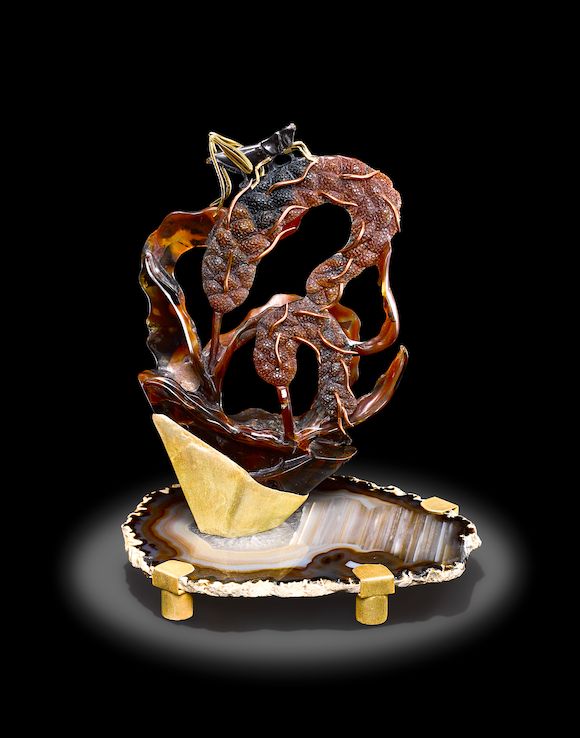 Bonhams : Agate Carving Depicting a Grasshopper on Wheat Sheaf by Luis ...