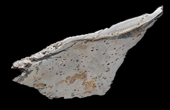 Bonhams : Rare Ataxite Meteorite - Polished and Etched End Cut
