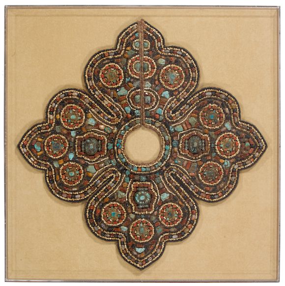Bonhams : A gilt copper alloy and semi-precious stone inset textile ...