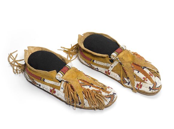 Bonhams : A pair of Ute beaded moccasins