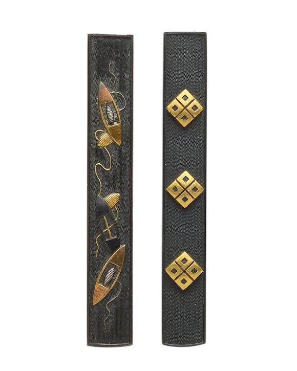 Bonhams : A Goto-school shakudo kozuka and a shakudo kozuka Edo period ...