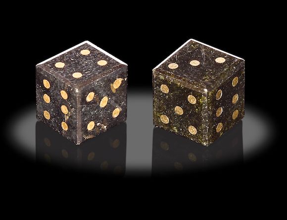 Bonhams : Black Diamond "Dice" with gold pips