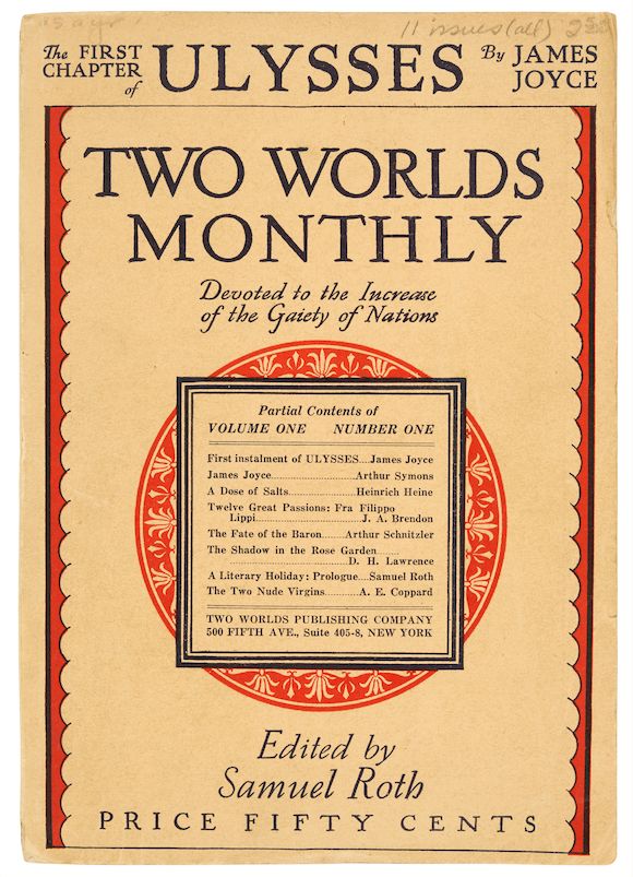 Bonhams : Joyce, James. 1882-1941. Ulysses published in Two Worlds Monthly, edited by Samuel ...