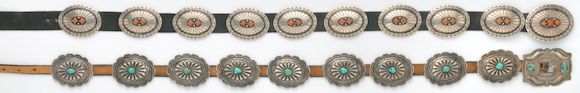 Bonhams : Two Navajo concha belts