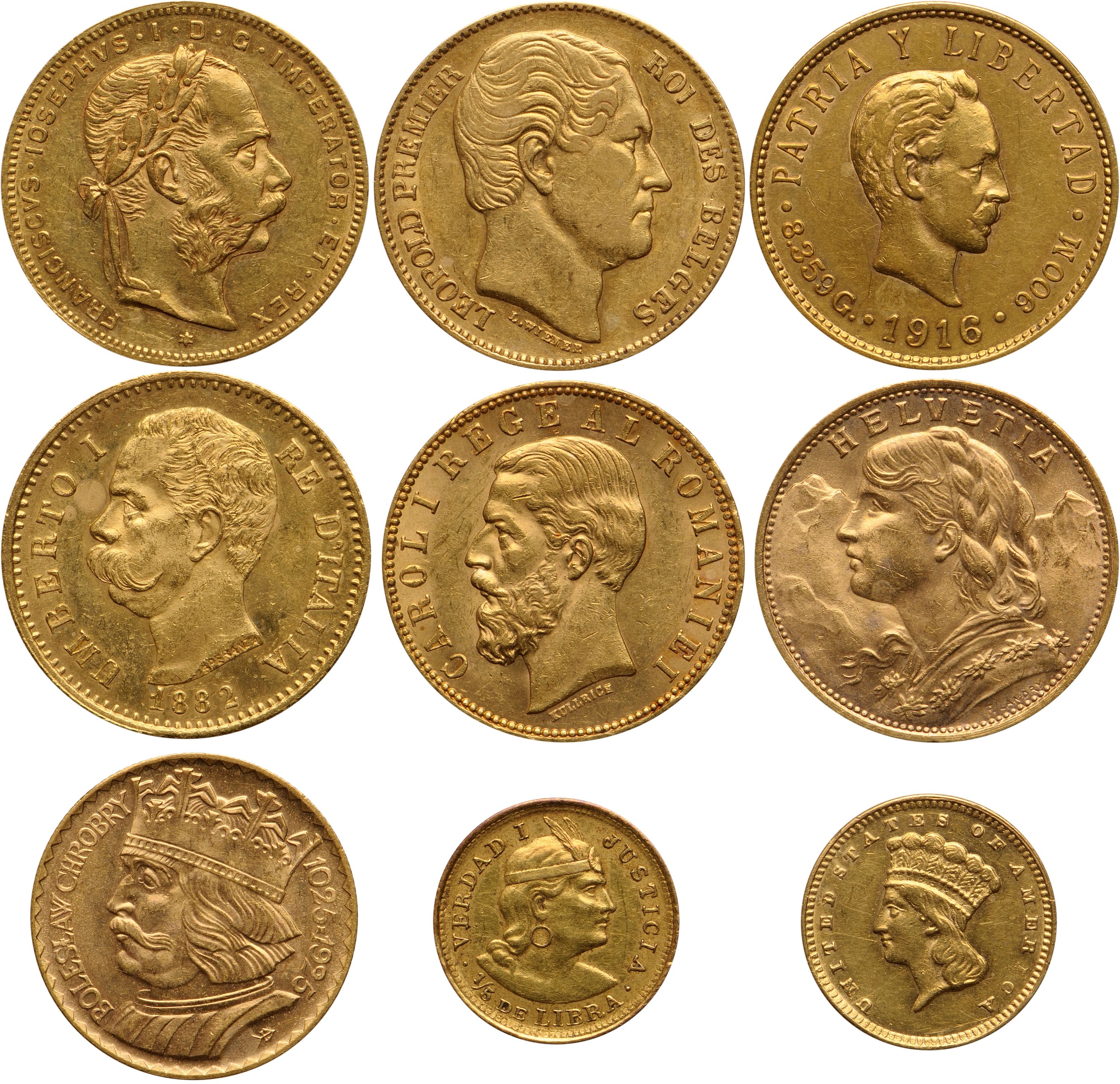 World and U.S. Gold Coin Assortment (9) - auctions & price archive