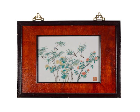 Bonhams : A set of four hanging polychrome enameled porcelain plaques ...