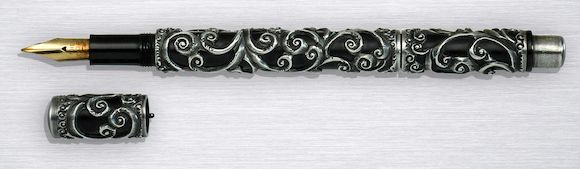 Bonhams : MOORE Sterling Silver Overlay Safety Fountain Pen, Scarce, c.1896