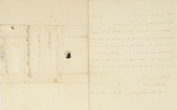 Bonhams : JACKSON, ANDREW. 1767-1845. et. al. 1. BUCHANAN, JAMES. 1791 ...