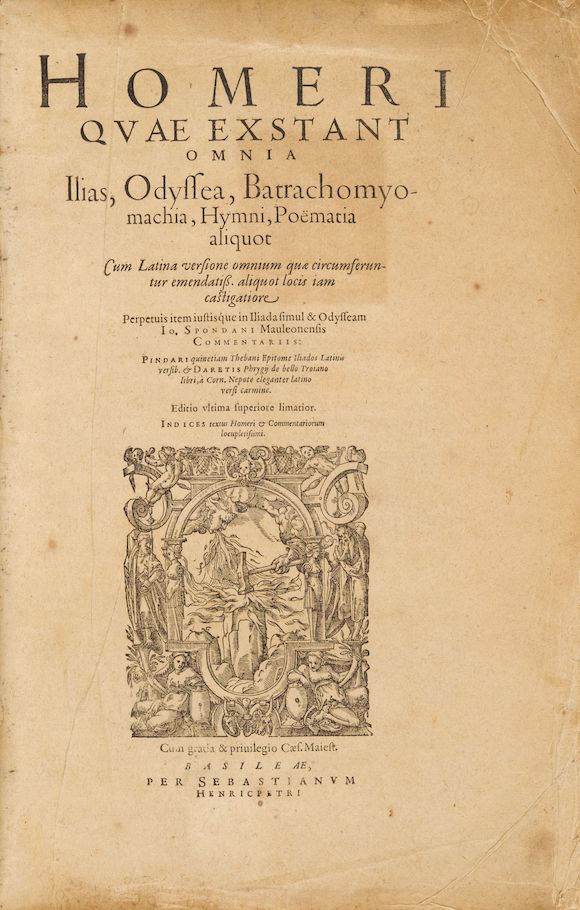 Bonhams : HOMER. DE SPONDE, JEAN, ed. Homeri quae Exstant omnia Ilias ...