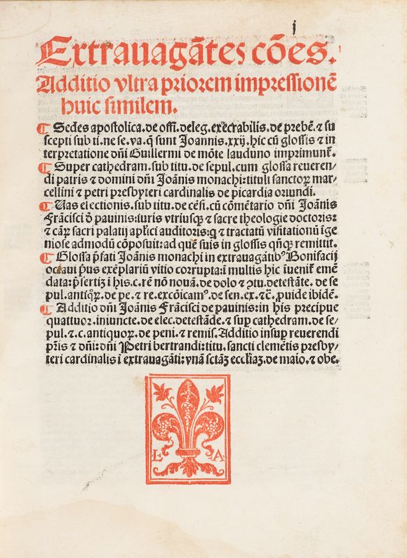 Bonhams : JOHN XXI, Pope. 1215-1277. Extravagantes communes. Venice ...