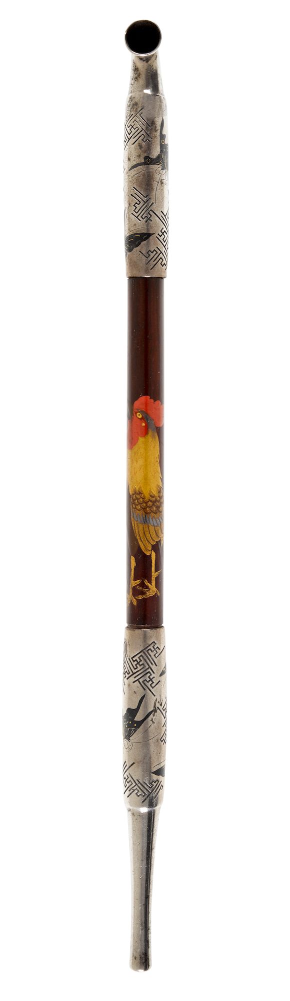 Bonhams : A fine and large silver and lacquered bamboo kiseru (pipe ...