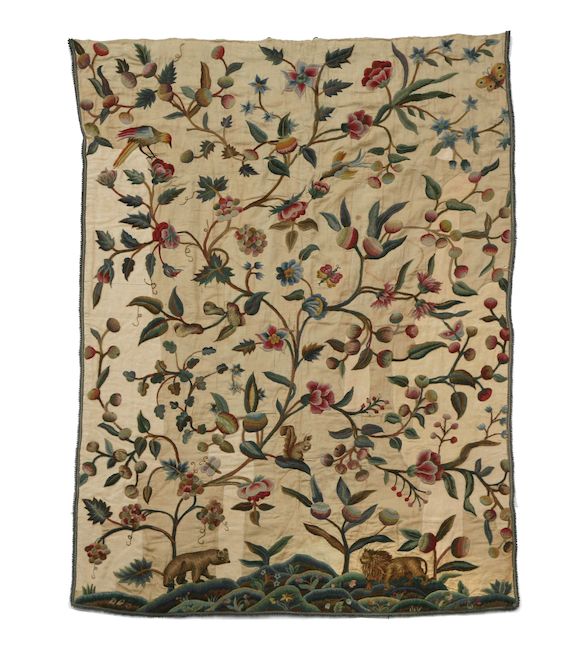 Bonhams : An English crewel work panel 19th century