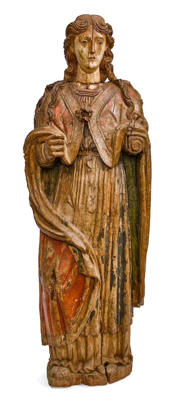 Bonhams : A Northern European Baroque carved walnut figure of a saint ...