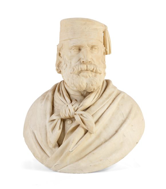 Bonhams : An Italian carved marble bust of Giuseppe Garibaldi late 19th ...