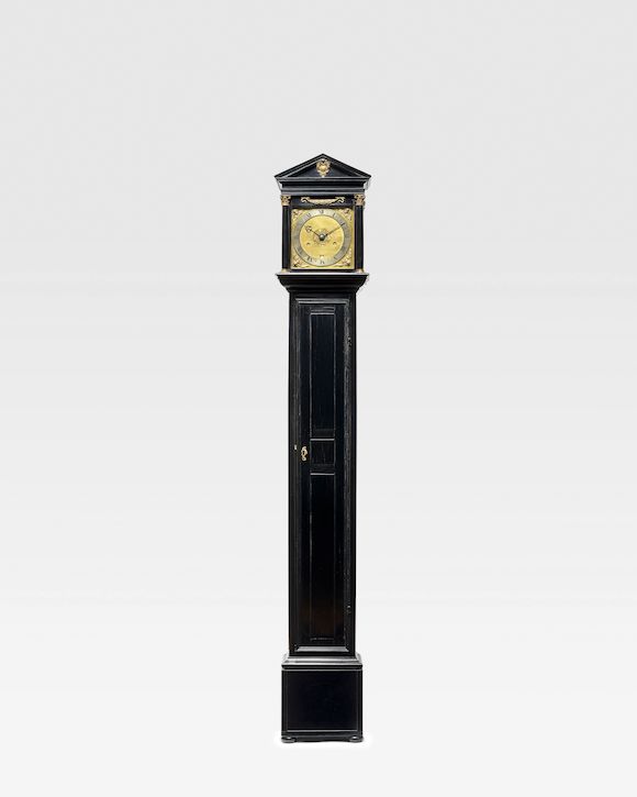 Bonhams : A rare architectural period ebony veneered longcase clock ...