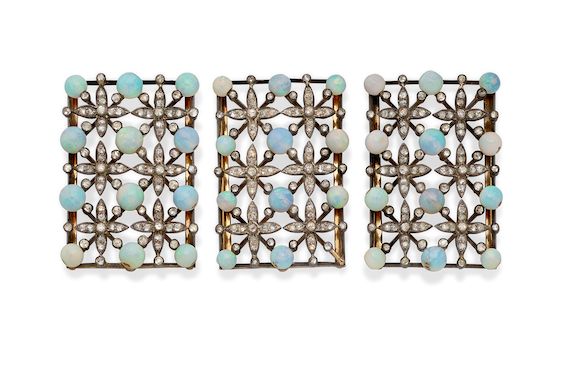 Bonhams : A collection of diamond, opal and silver-topped gold fragments