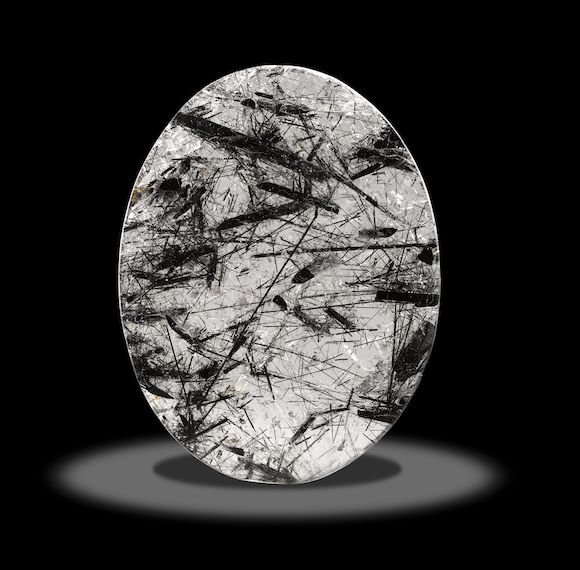 Bonhams : Tourmaline in Quartz Plaque