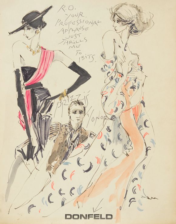 Bonhams : A Donfeld costume sketch for Prizzi's Honor