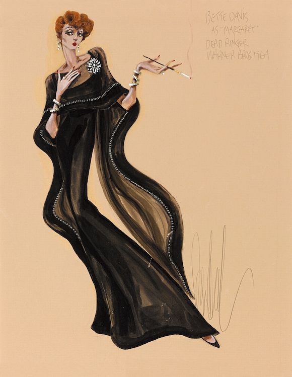 Bonhams : A Donfeld costume sketch of Bette Davis from Dead Ringer