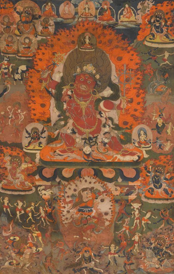 Bonhams : A thangka of Tagla Membar Tibet, 18th/19th century