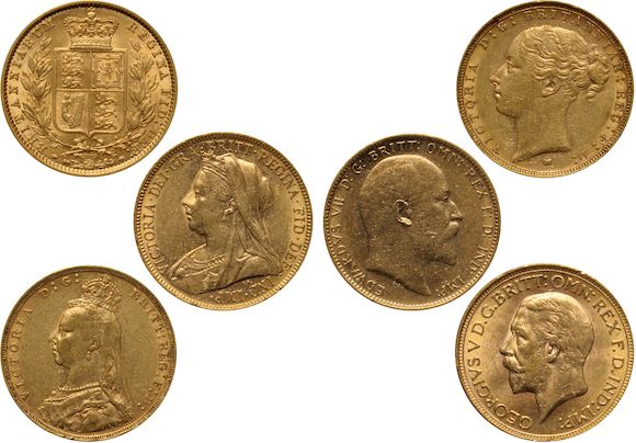 Bonhams : Six Piece Great Britain Gold Sovereign Type Set