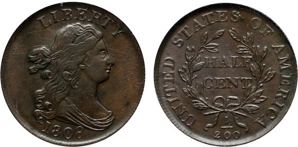 Bonhams : 1808 1/2 C AU58 PCGS