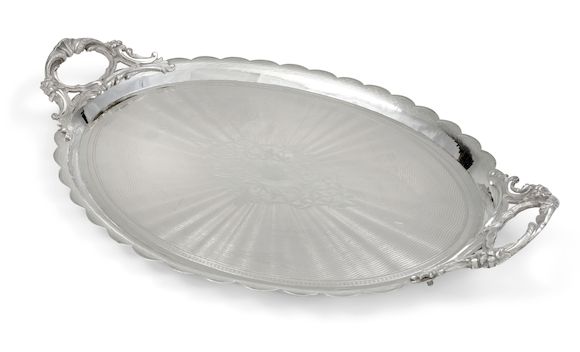 Bonhams : An Ottoman silver two-handled Aznavour pattern oval tray ...