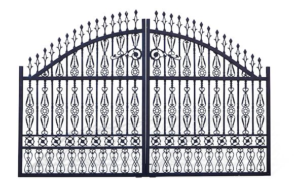 Bonhams : A pair of Neoclassical style wrought metal estate gates