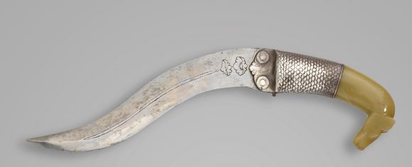 Bonhams : A silver-mounted Indian dagger with horsehead pommel