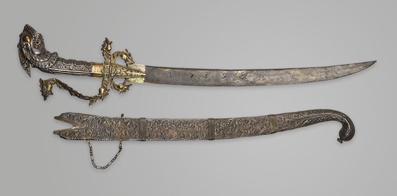 Bonhams : A fine silver and gold-mounted Singhalese kastane with Dutch ...