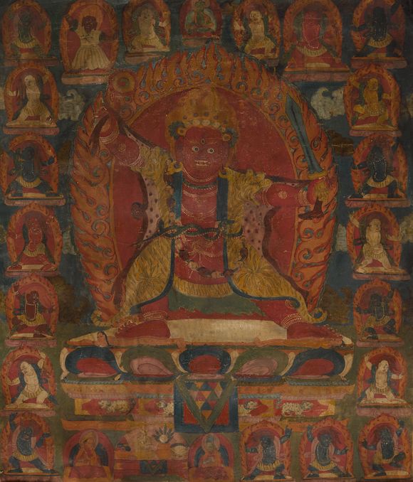 Bonhams : A thangka of Tagla Membar Tibet, 18th century