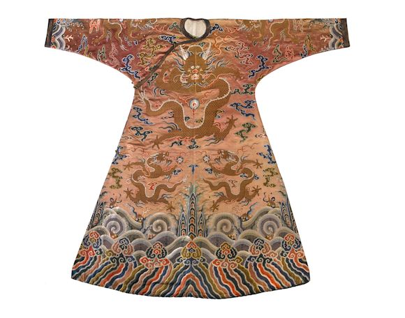 Bonhams : A rare reddish-brown brocade semi-formal winter dragon robe ...
