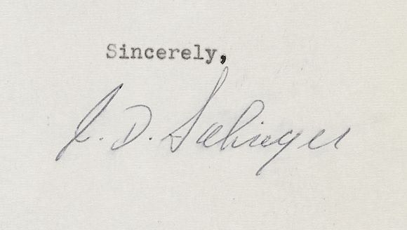 Bonhams : Salinger, Jerome David. 1919-2010. Typed Letter Signed ("J.D ...