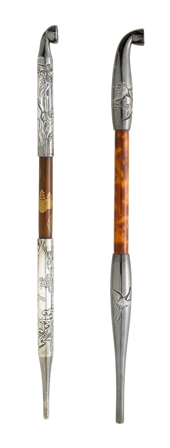 Bonhams : Two silver and bamboo Kiseru (pipes) The first by Masayuki ...