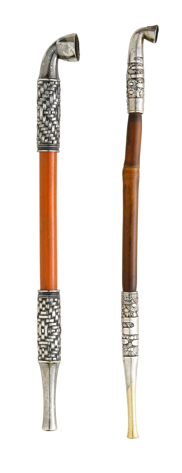 Bonhams : Two silver and bamboo kiseru (pipes) Meiji (1868-1912) or ...