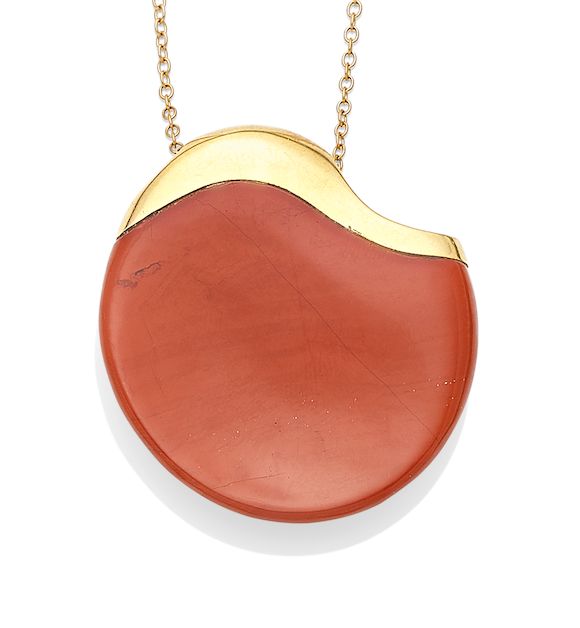 Bonhams : A Jasper and 18K Gold Pendant on Chain, Elsa Peretti for ...