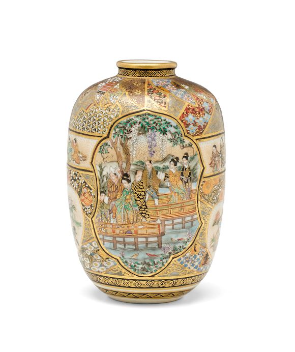 Bonhams : Tanzan (active circa 1900) A small Satsuma vaseMeiji era ...