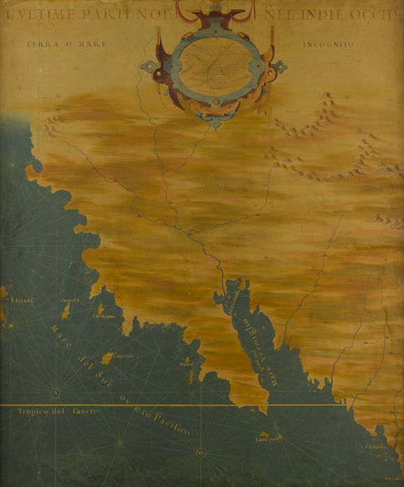 Bonhams : Painted Map of California, Western Mexico, and Japan. A true ...