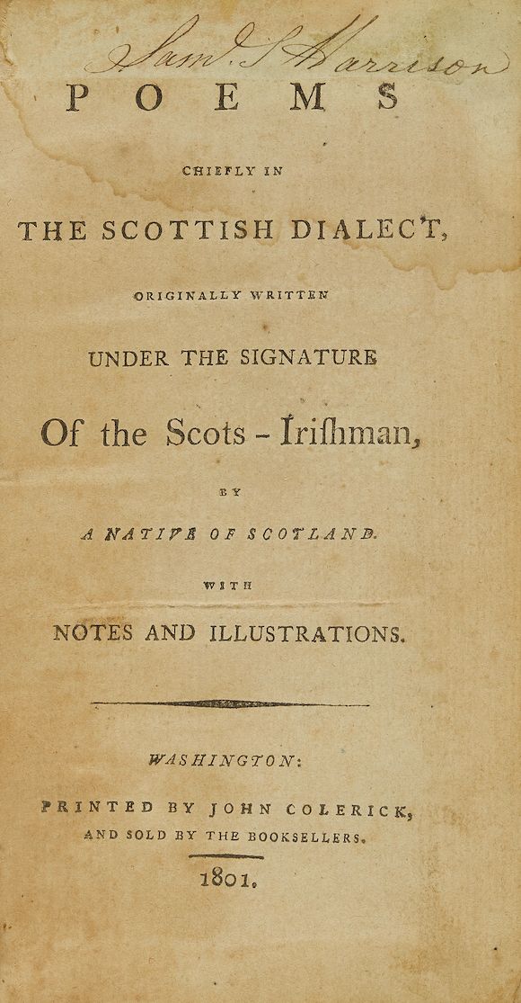Bonhams : BRUCE, DAVID. Ca. 1760-1830. Poems Chiefly in the Scottish ...