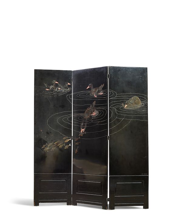 Bonhams : Jean Dunand (1877-1942) Three Panel Screencirca 1925lacquered ...